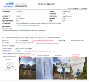 Legal Dispatch - View a sample of our Free Proof of Delivery when ...
